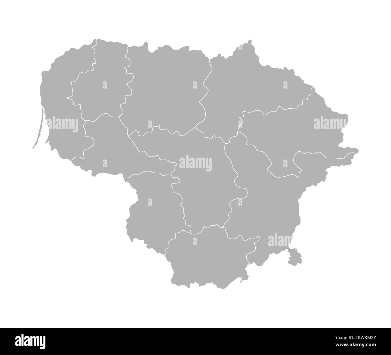 Vector isolated illustration of simplified administrative map of Lithuania. Borders of the ...