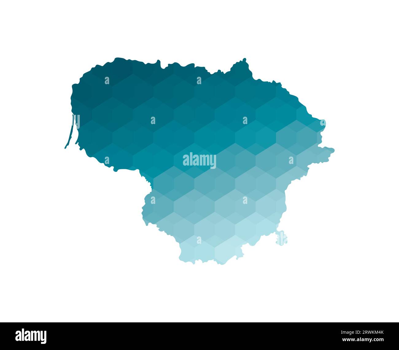 Vector isolated illustration icon with simplified blue silhouette of Lithuania map. Polygonal ...