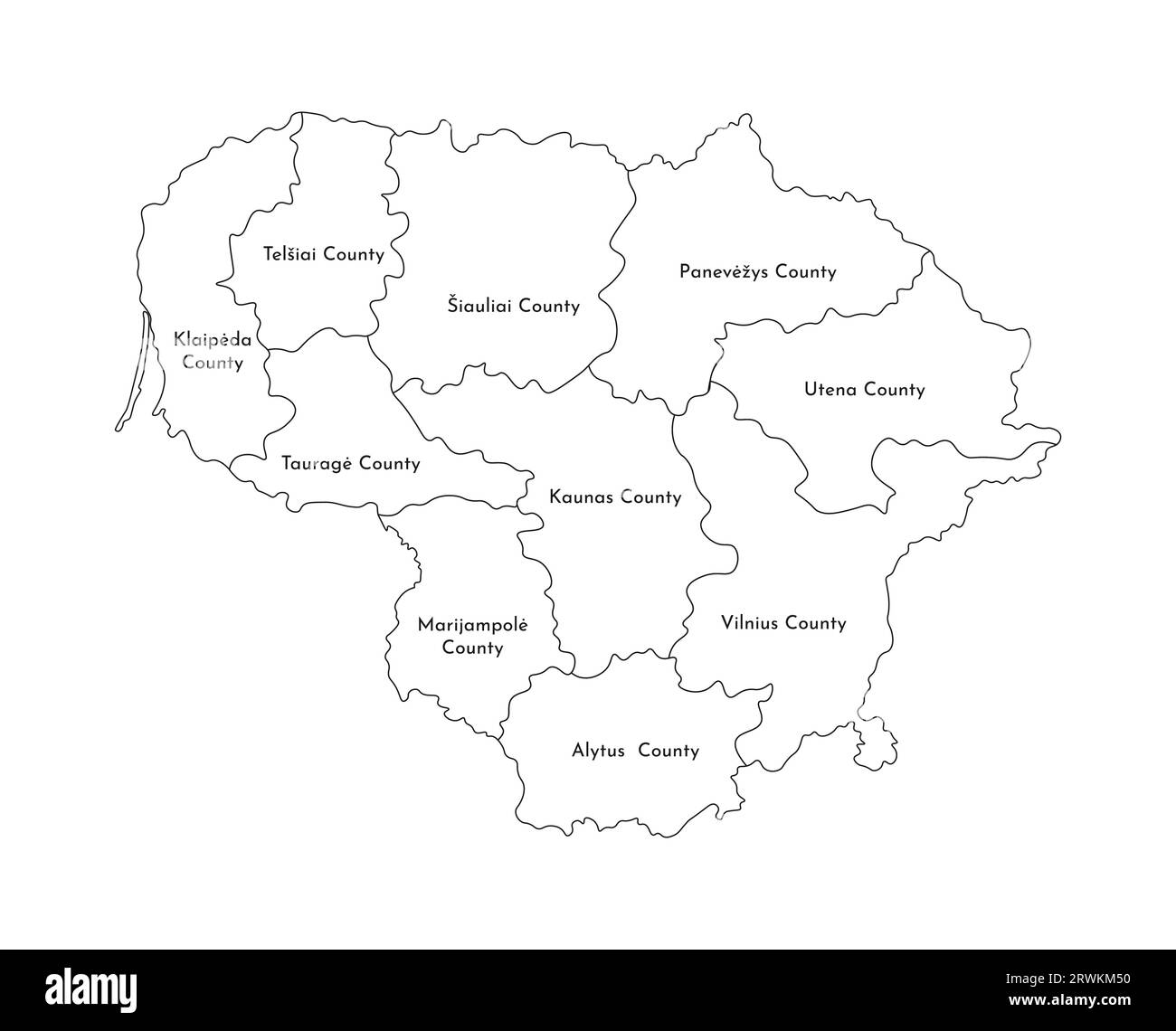Vector isolated illustration of simplified administrative map of ...