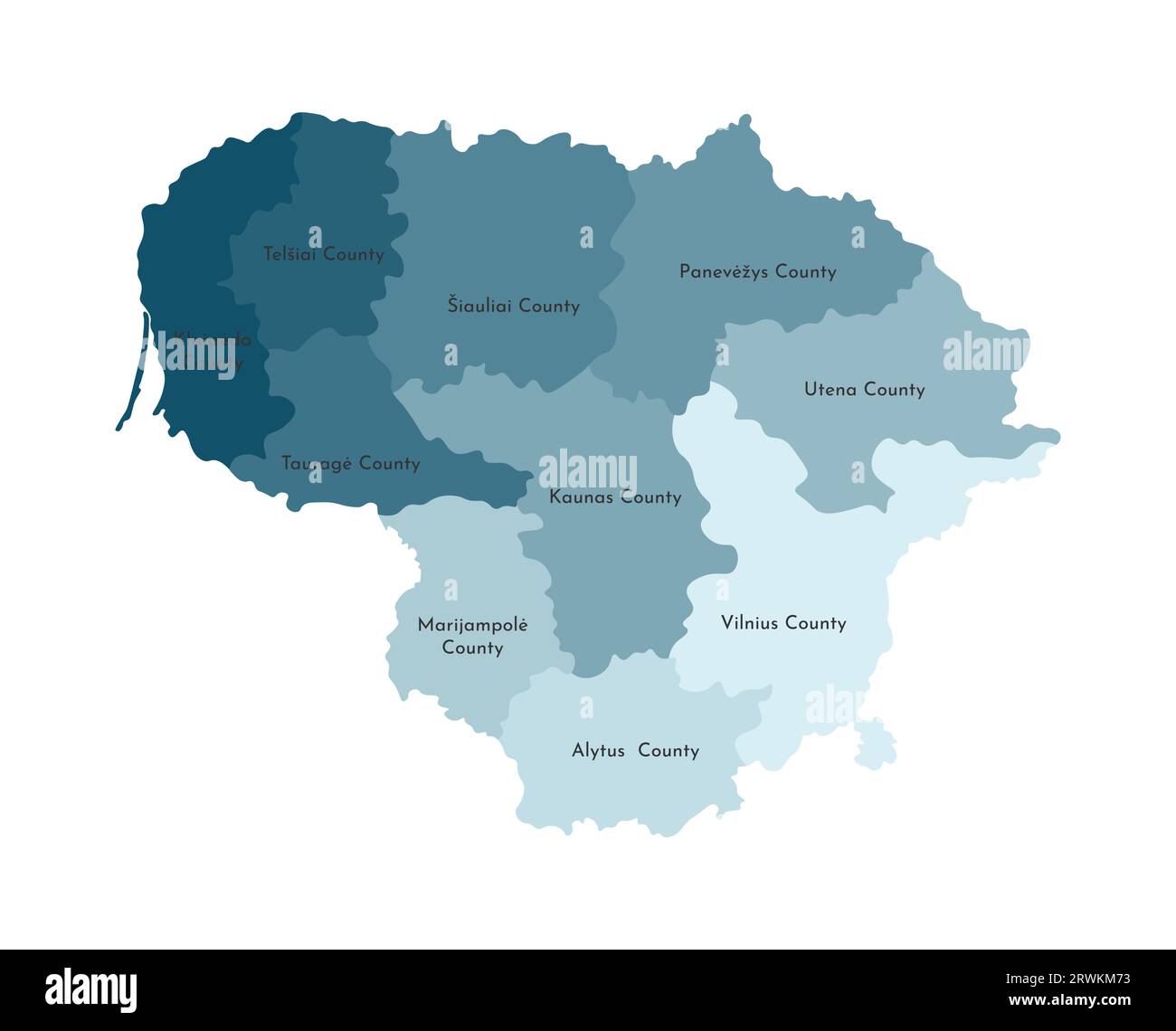 Vector isolated illustration of simplified administrative map of ...