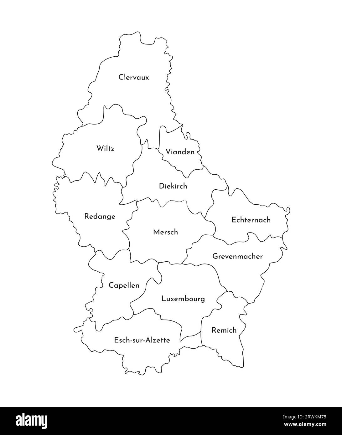 Vector isolated illustration of simplified administrative map of Grand ...