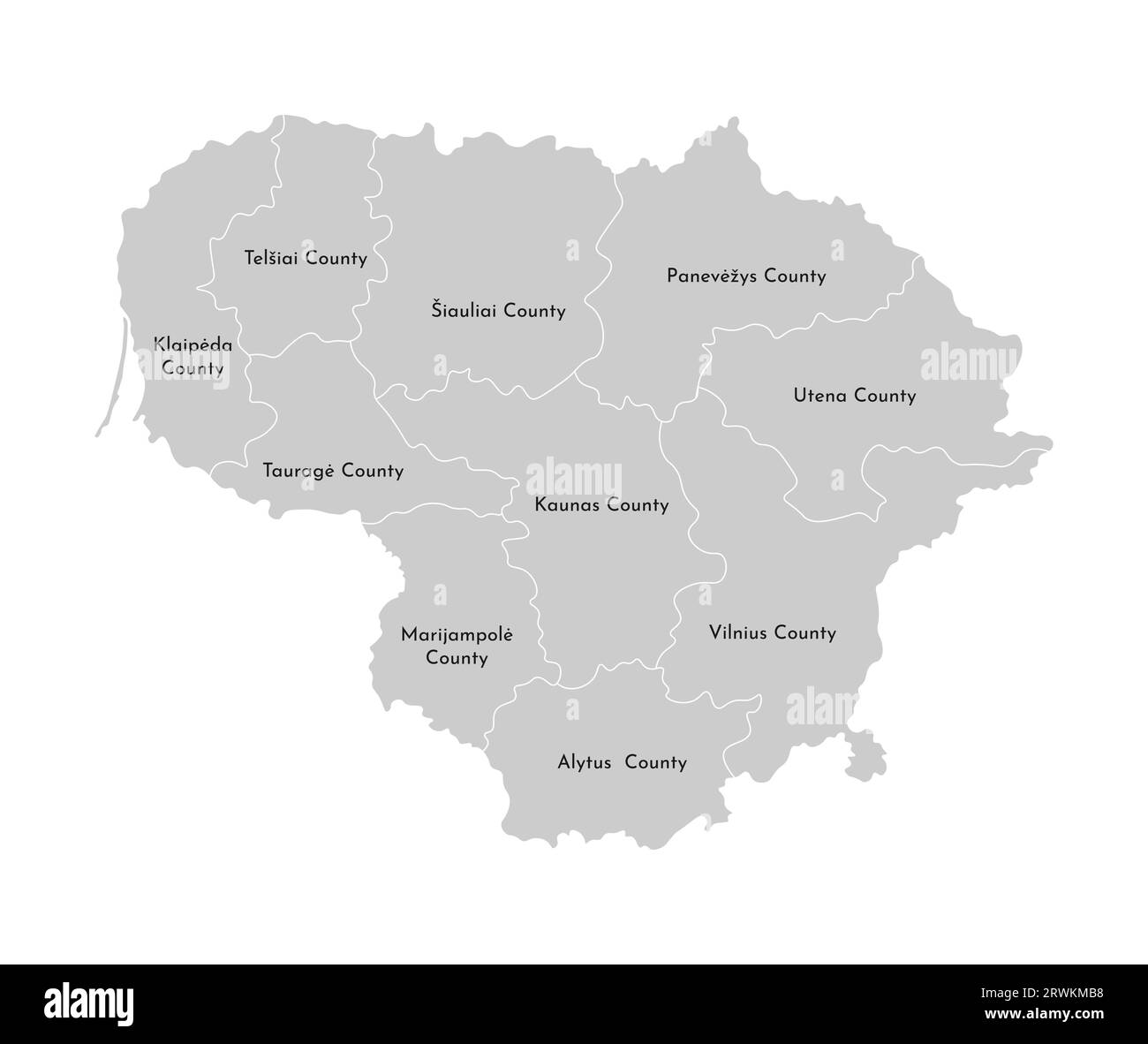 Vector isolated illustration of simplified administrative map of ...