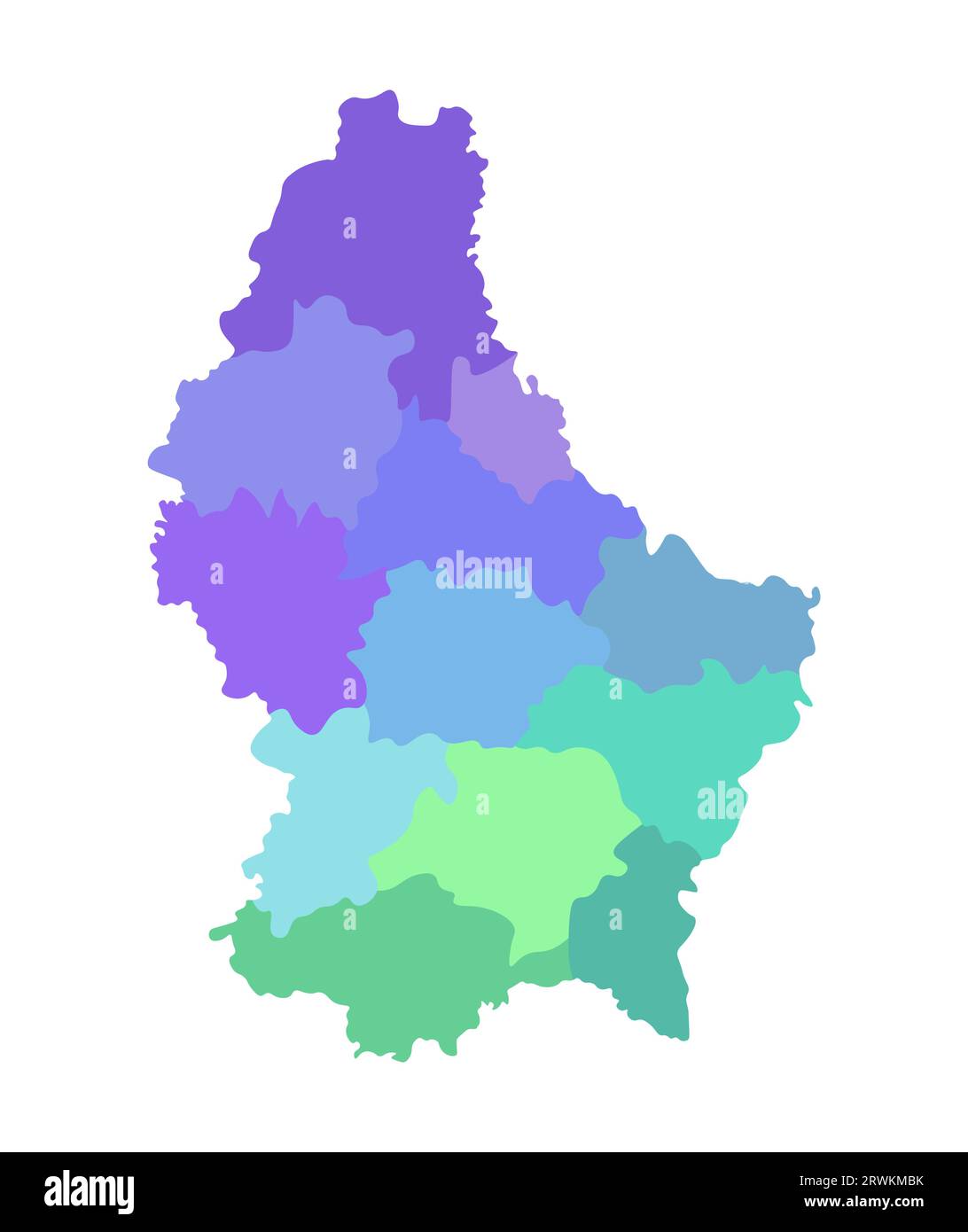 Vector isolated illustration of simplified administrative map of Grand Duchy of Luxembourg ...