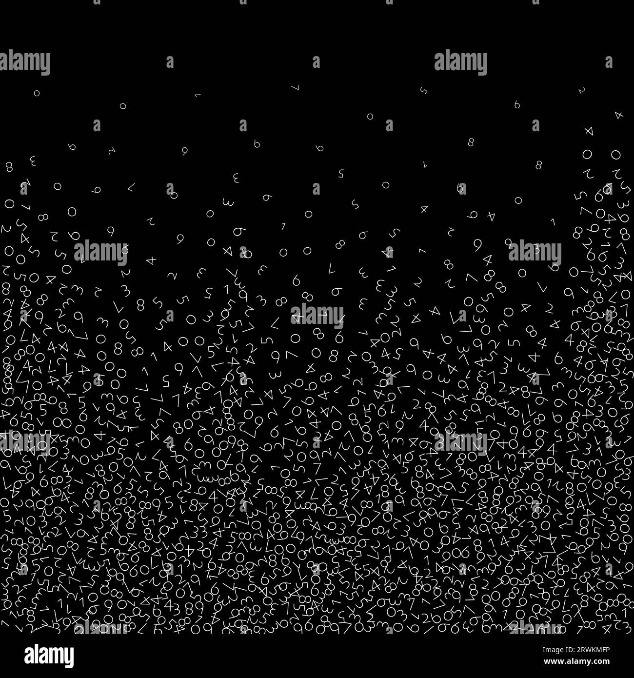 Falling numbers, big data concept. Binary white disorderly flying ...