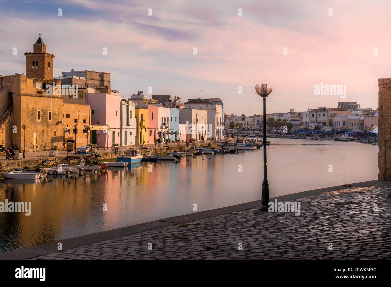 The historic Corniche in the old town of Bizerte, Tunisia, during the ...