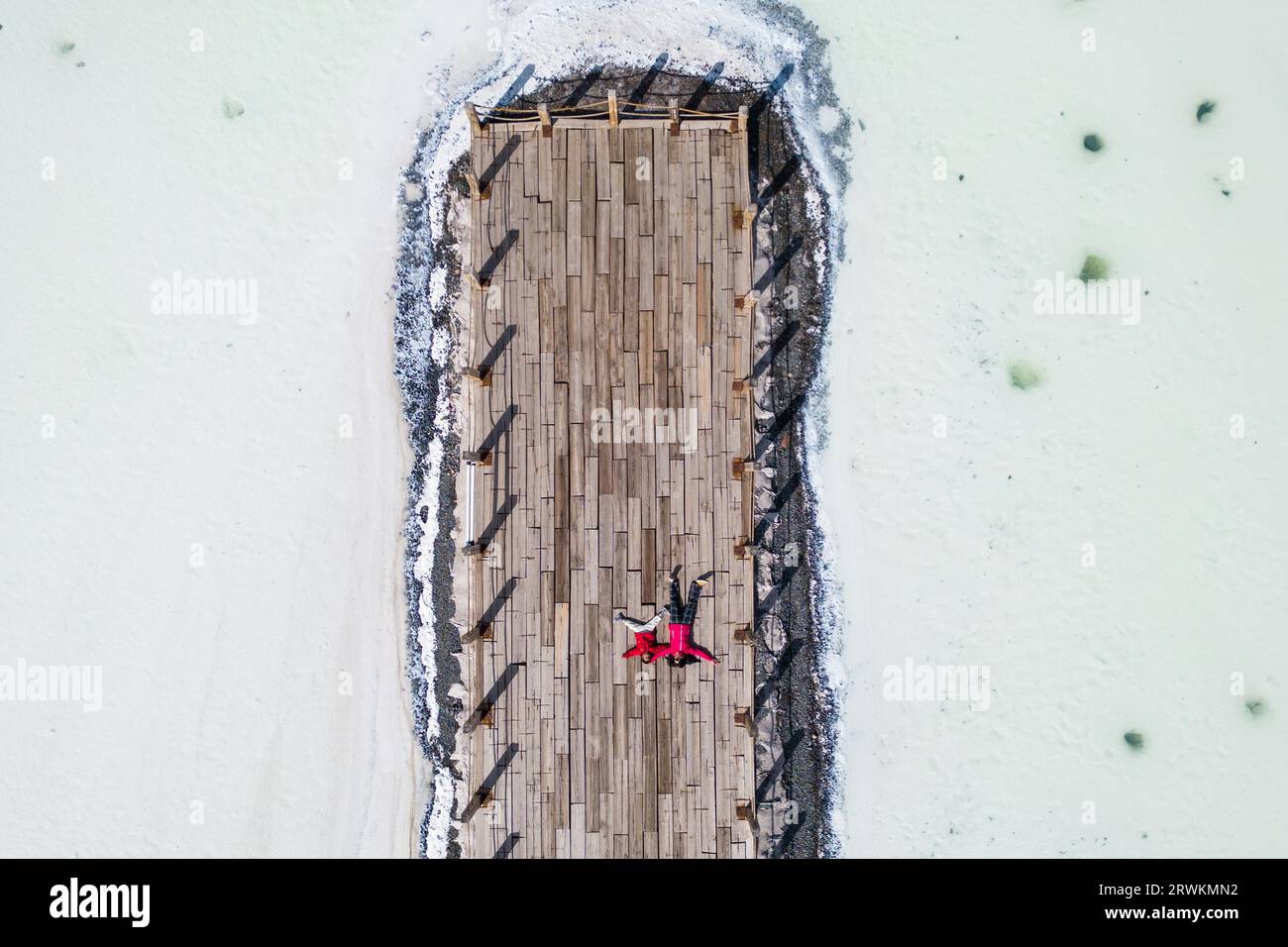 Aerial photo shows the autumn scenery of Caka salt lake in Haixi ...