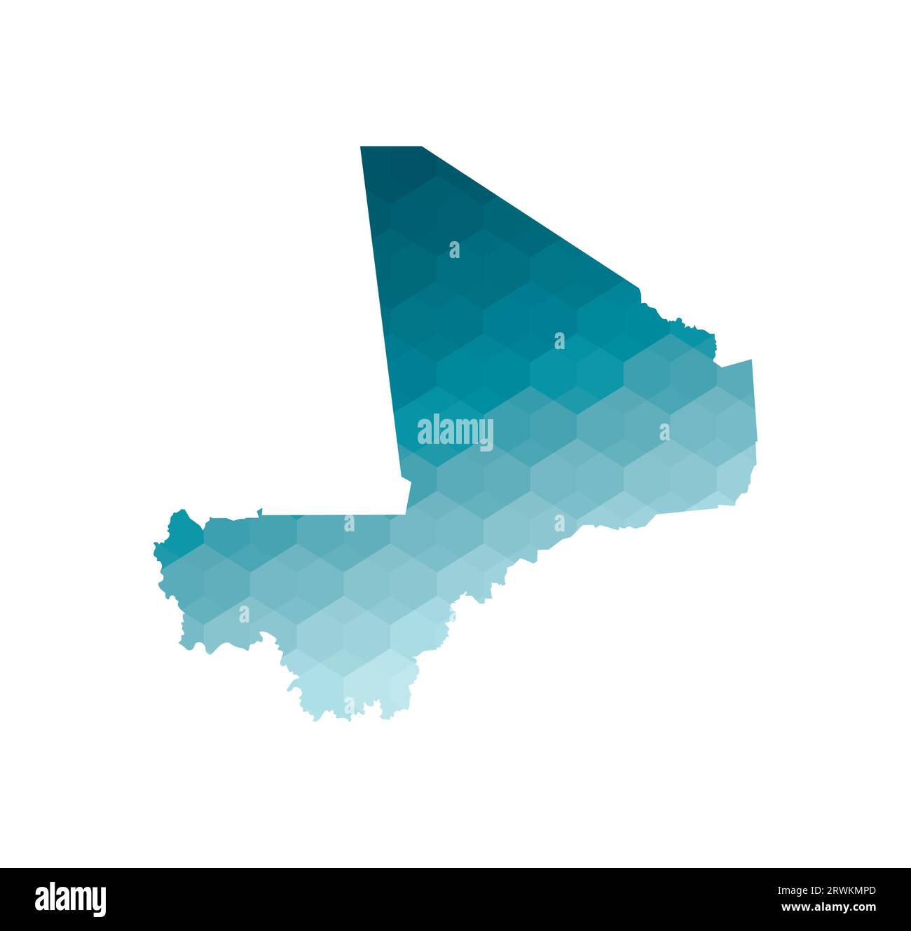 Vector isolated illustration icon with simplified blue silhouette of Mali map. Polygonal ...