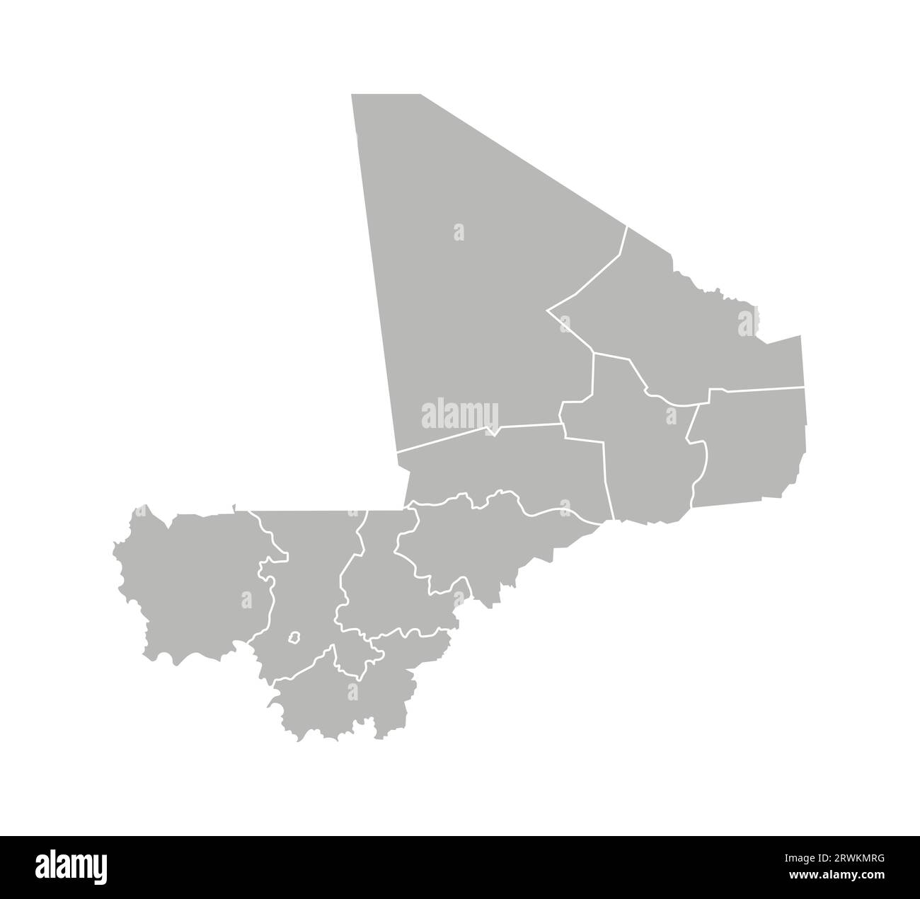 Vector isolated illustration of simplified administrative map of Mali ...