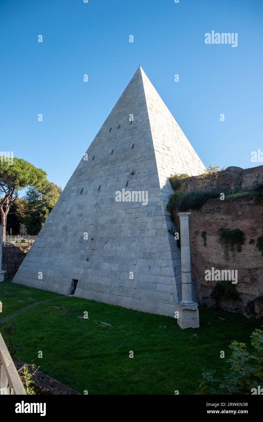 November 27, 2022 in Rome, Italy: Exterior of the Pyramid of Cestius ...