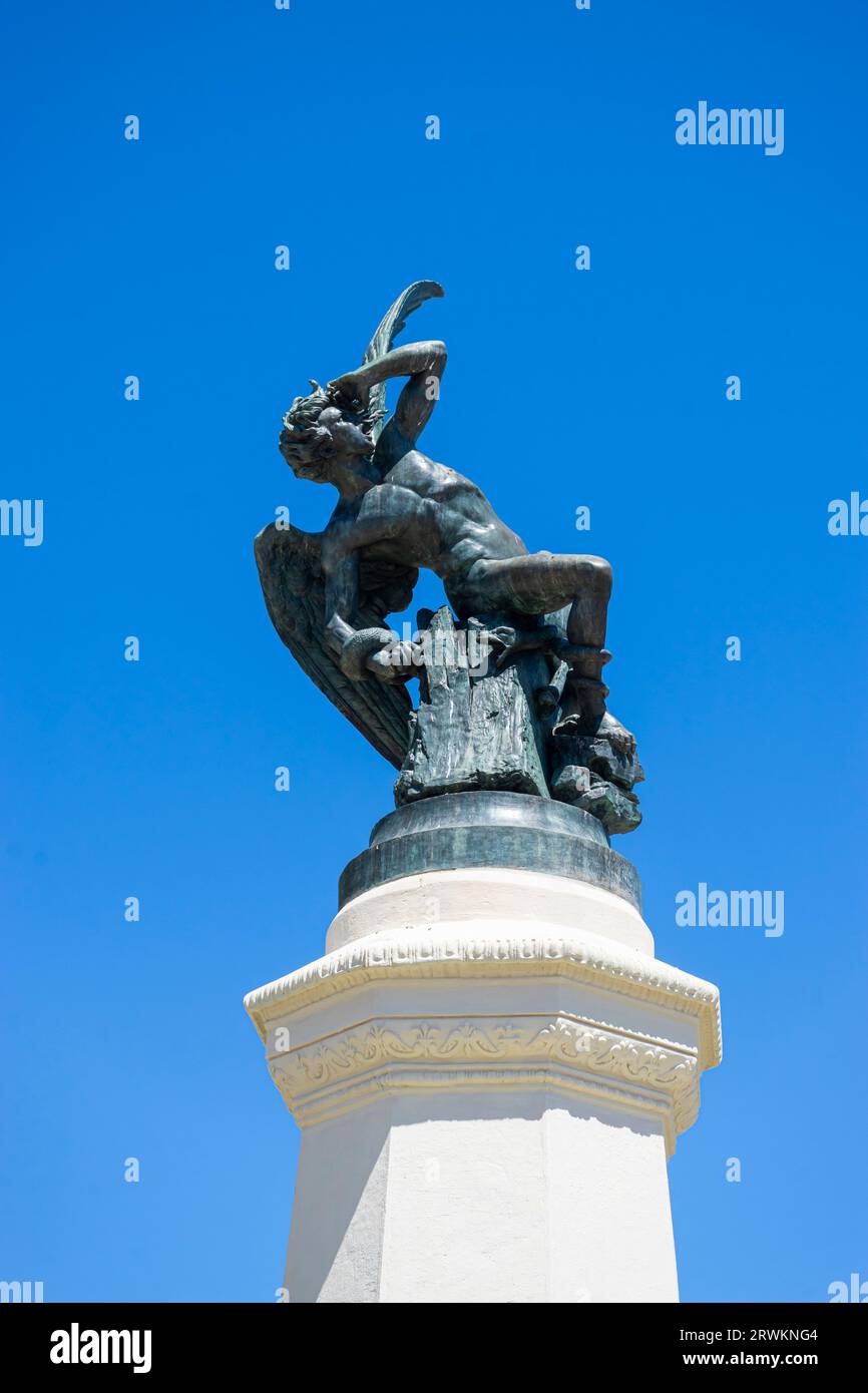 Artistic Marvel: Fallen Angel Sculpture in Retiro Park Stock Photo - Alamy