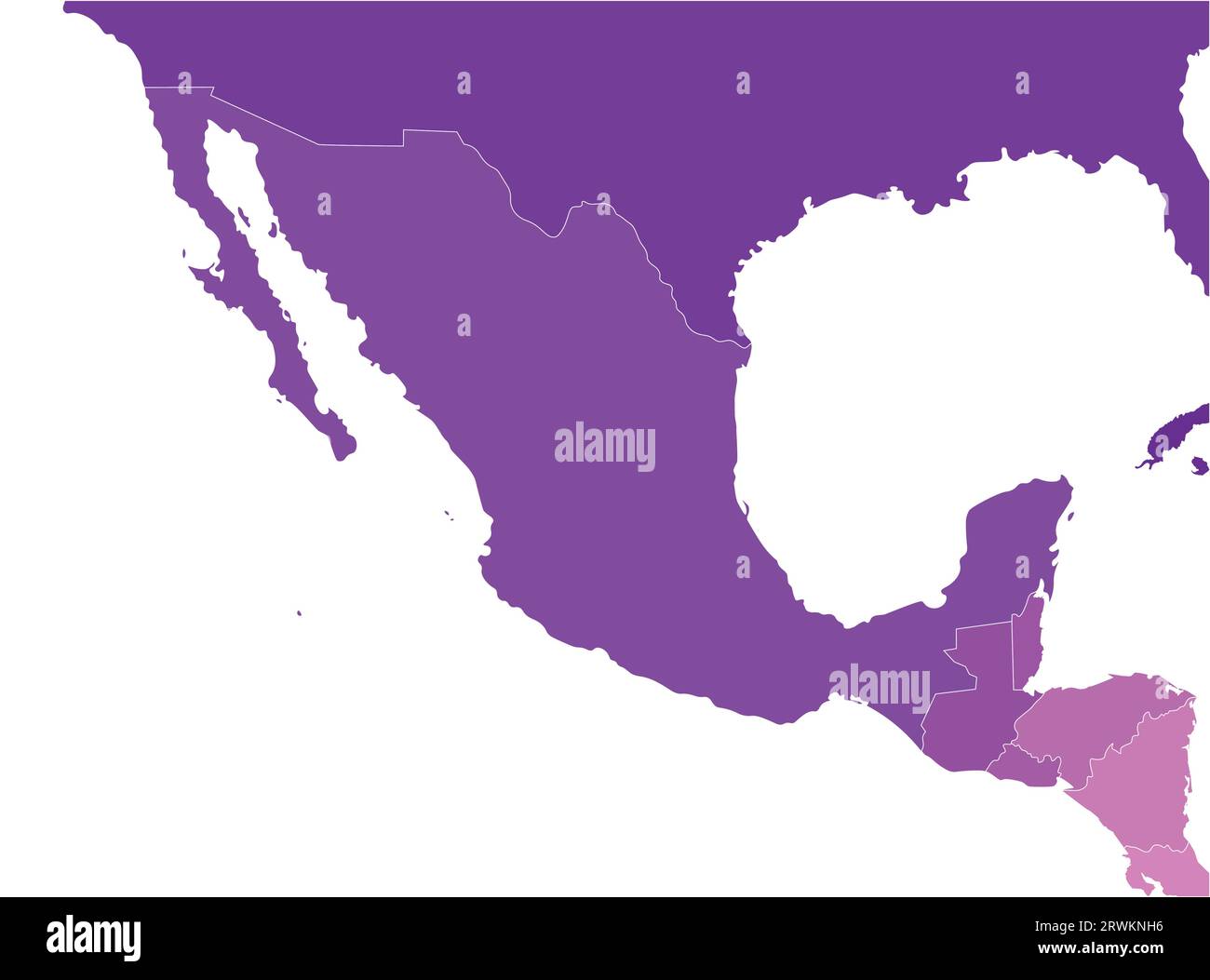Vector illustration. Simplified colorful map of Mexico and nearest ...