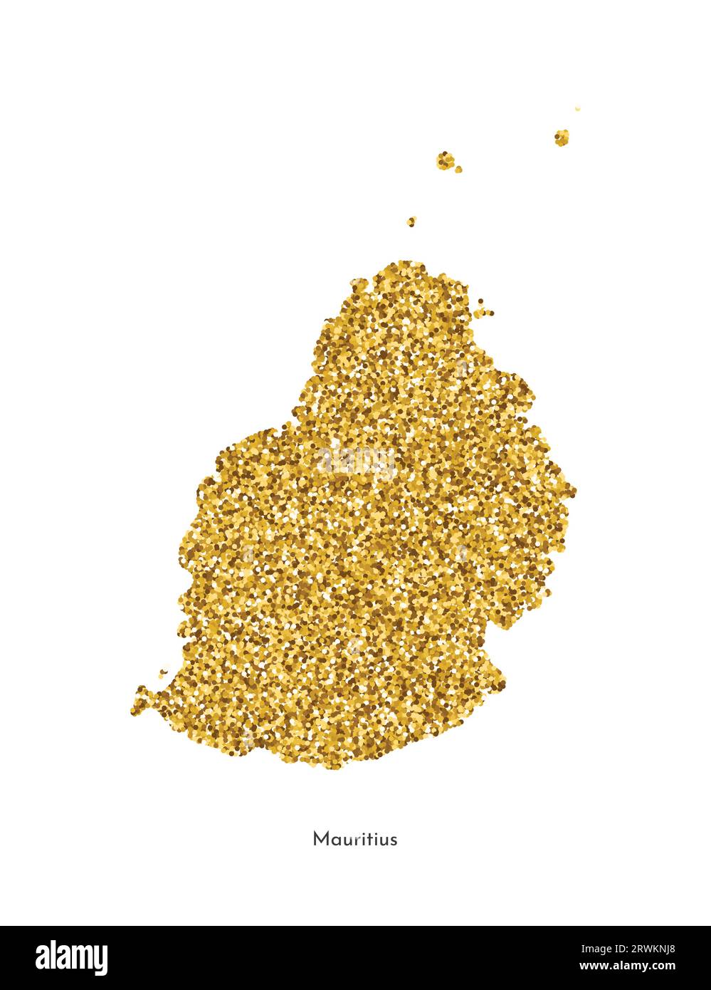 Vector isolated illustration with simplified Mauritius map. Decorated ...