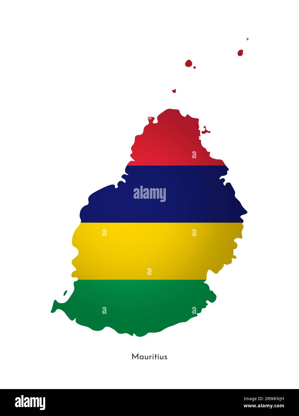 Vector illustration with Mauritius national flag with shape of ...
