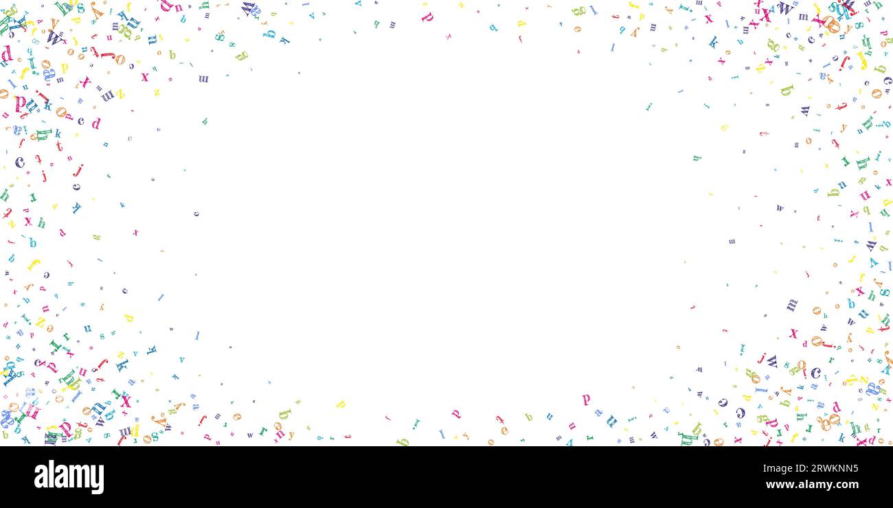 Scattered letters of latin alphabet. Colorful childish floating ...