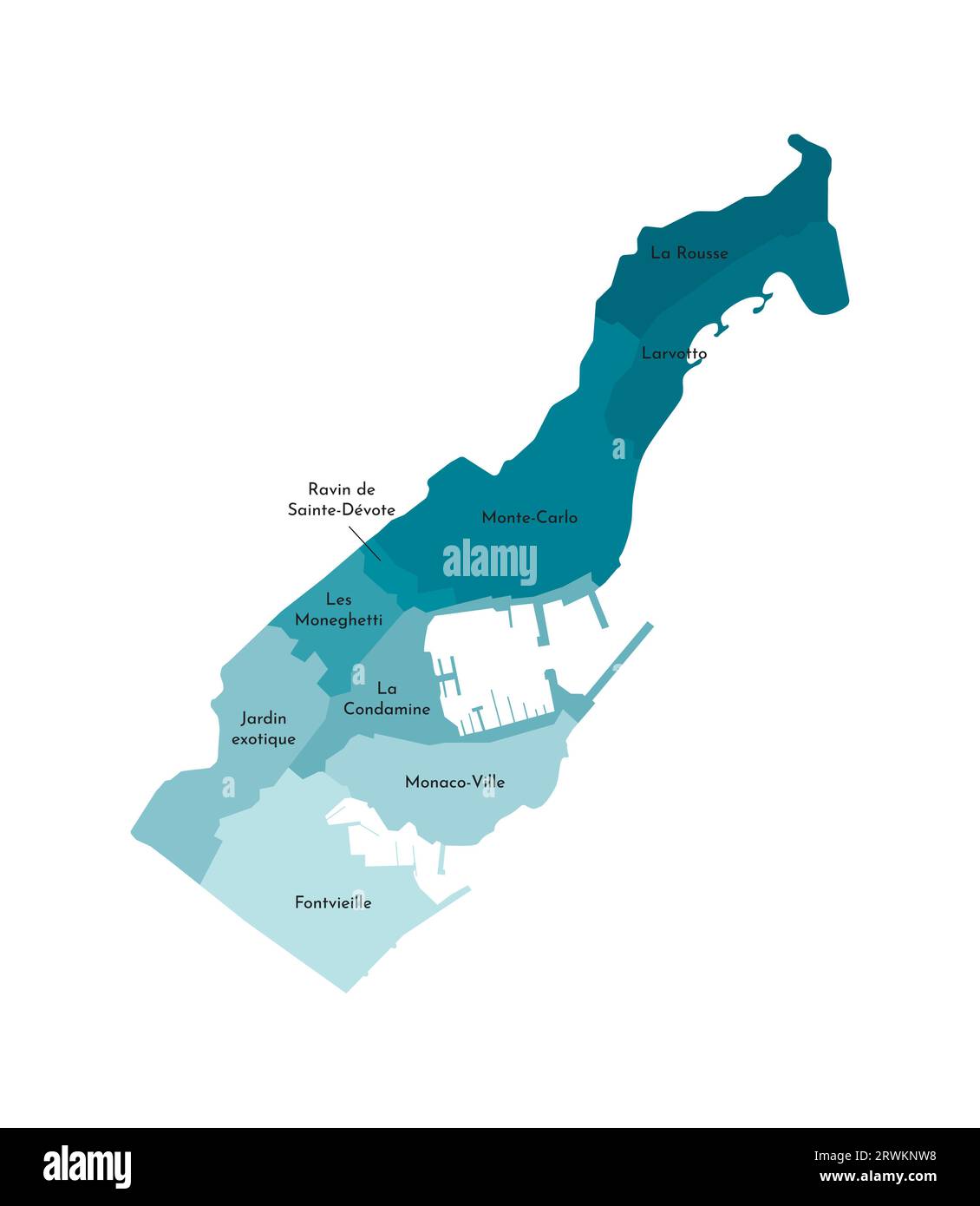 Vector isolated illustration of simplified administrative map of Monaco ...
