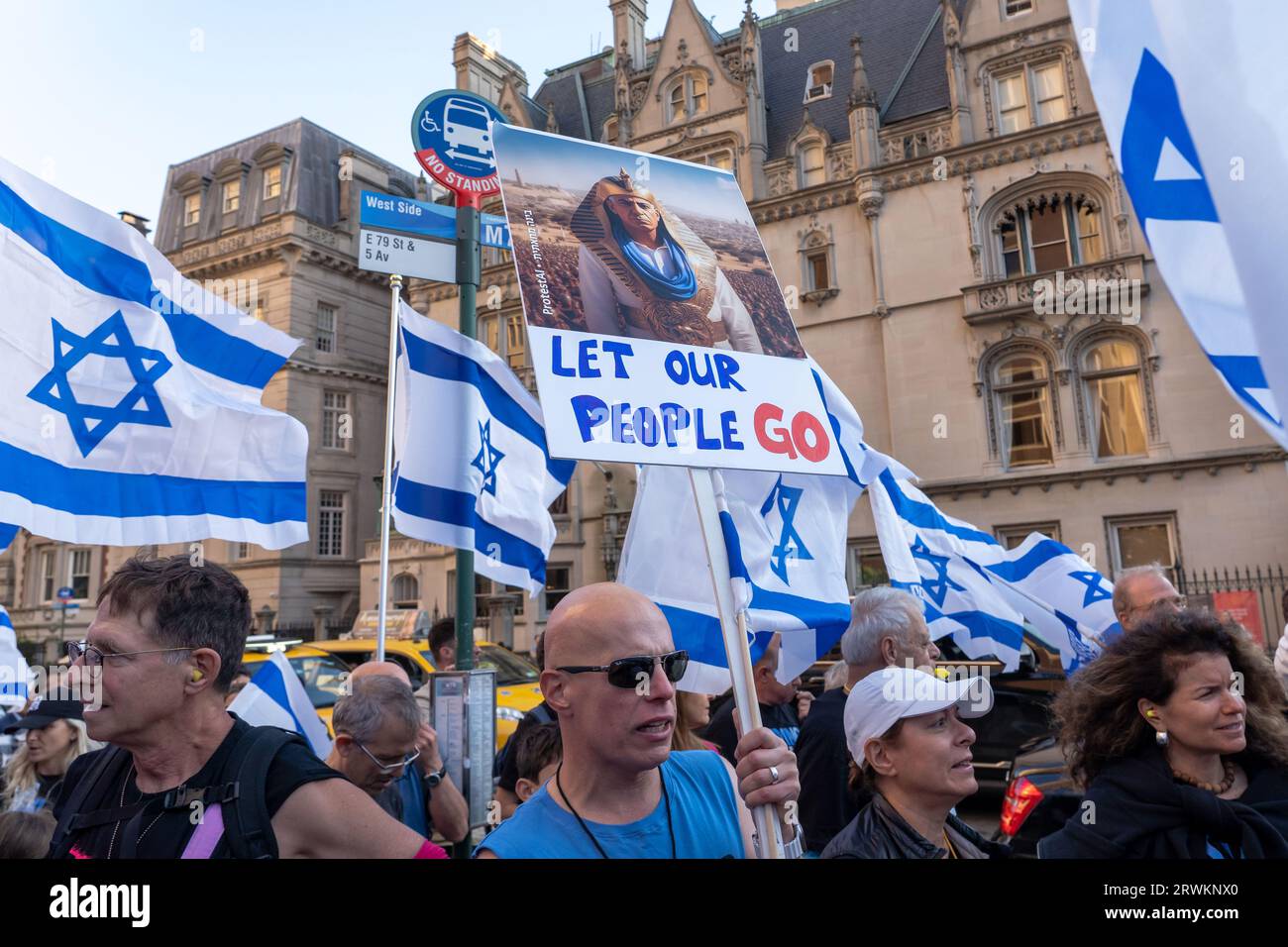 New York, United States. 19th Sep, 2023. Protester holding "Let Our ...