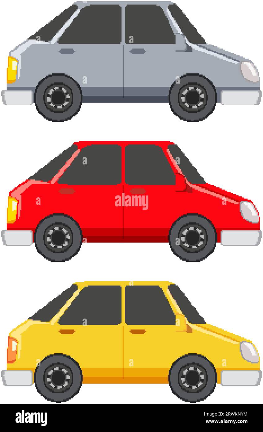 A colorful set of cartoon cars in various hues Stock Vector Image & Art ...