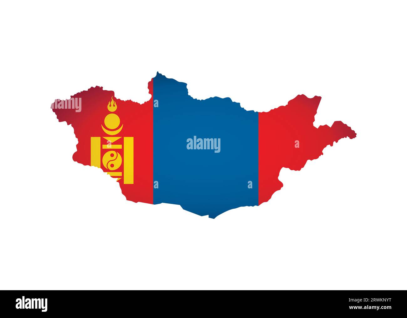 Mongolia flag on country map hi-res stock photography and images - Alamy