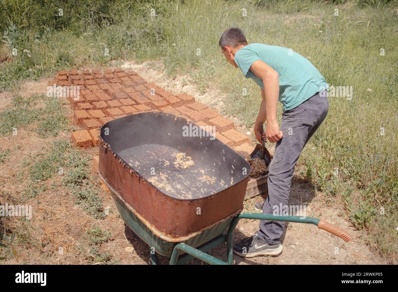 Isparta, Turkey - June 6, 2022: all stages of rose oil distillation ...
