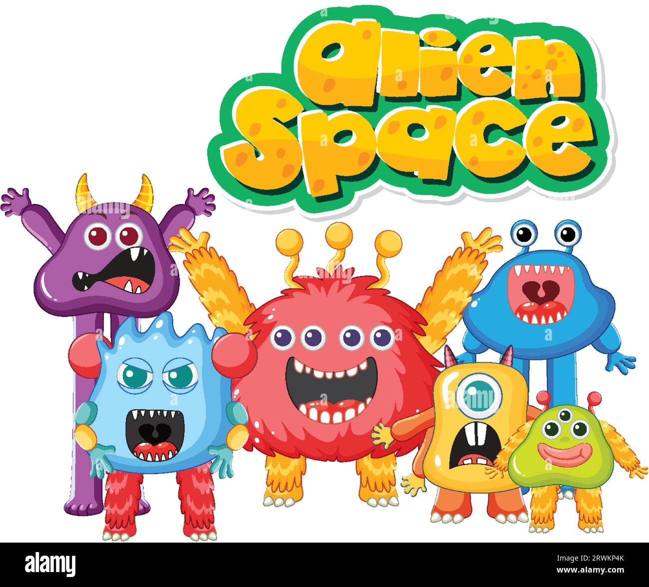 Group of adorable alien monsters in various colors Stock Vector Image ...