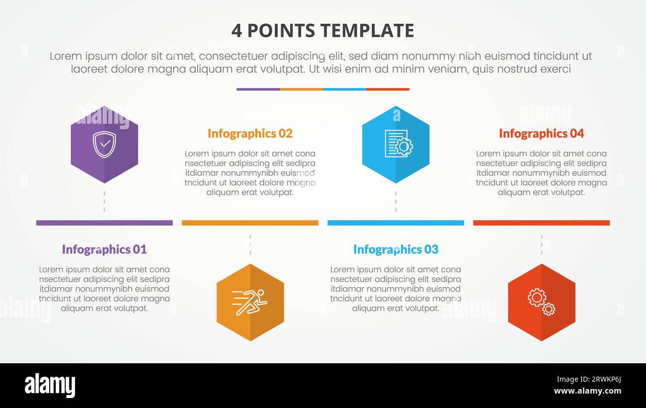 4 points stage template infographic concept for slide presentation with ...
