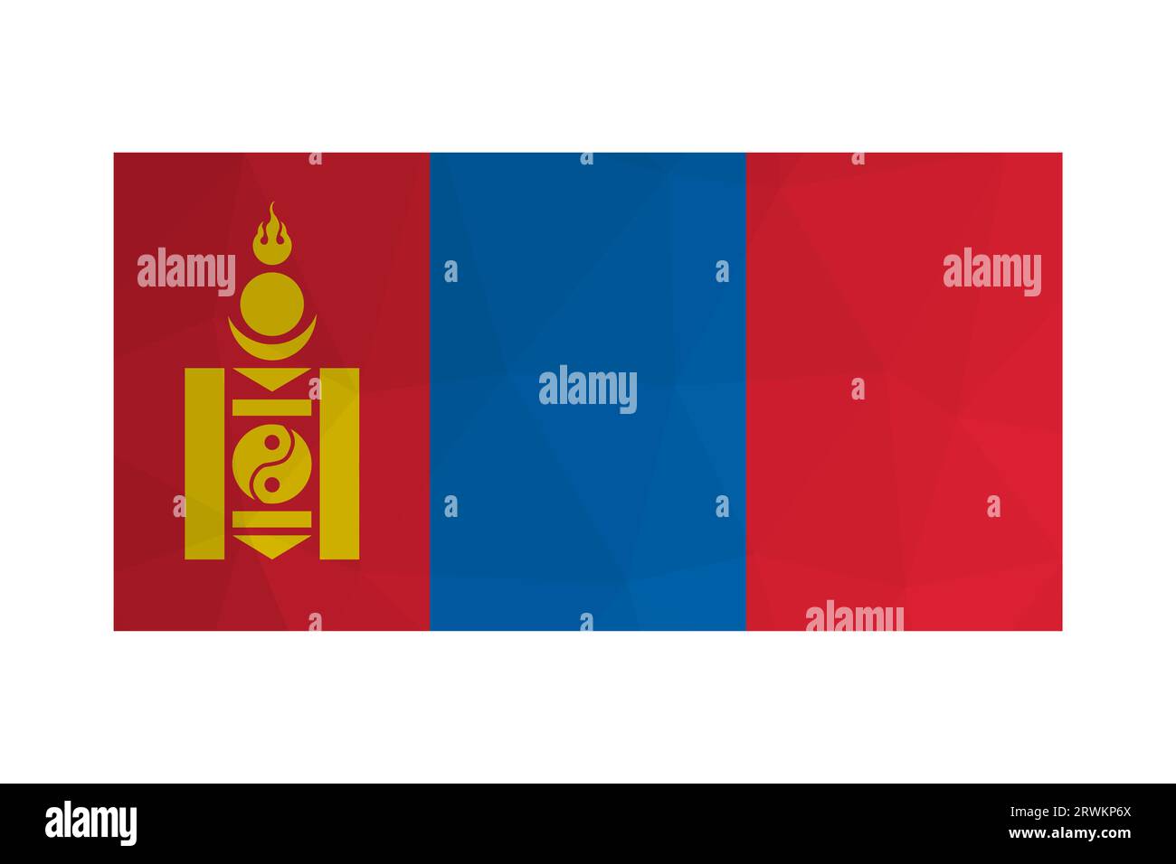 Vector isolated illustration. National Mongolian flag. Official ensign of Mongolia with Soyombo ...