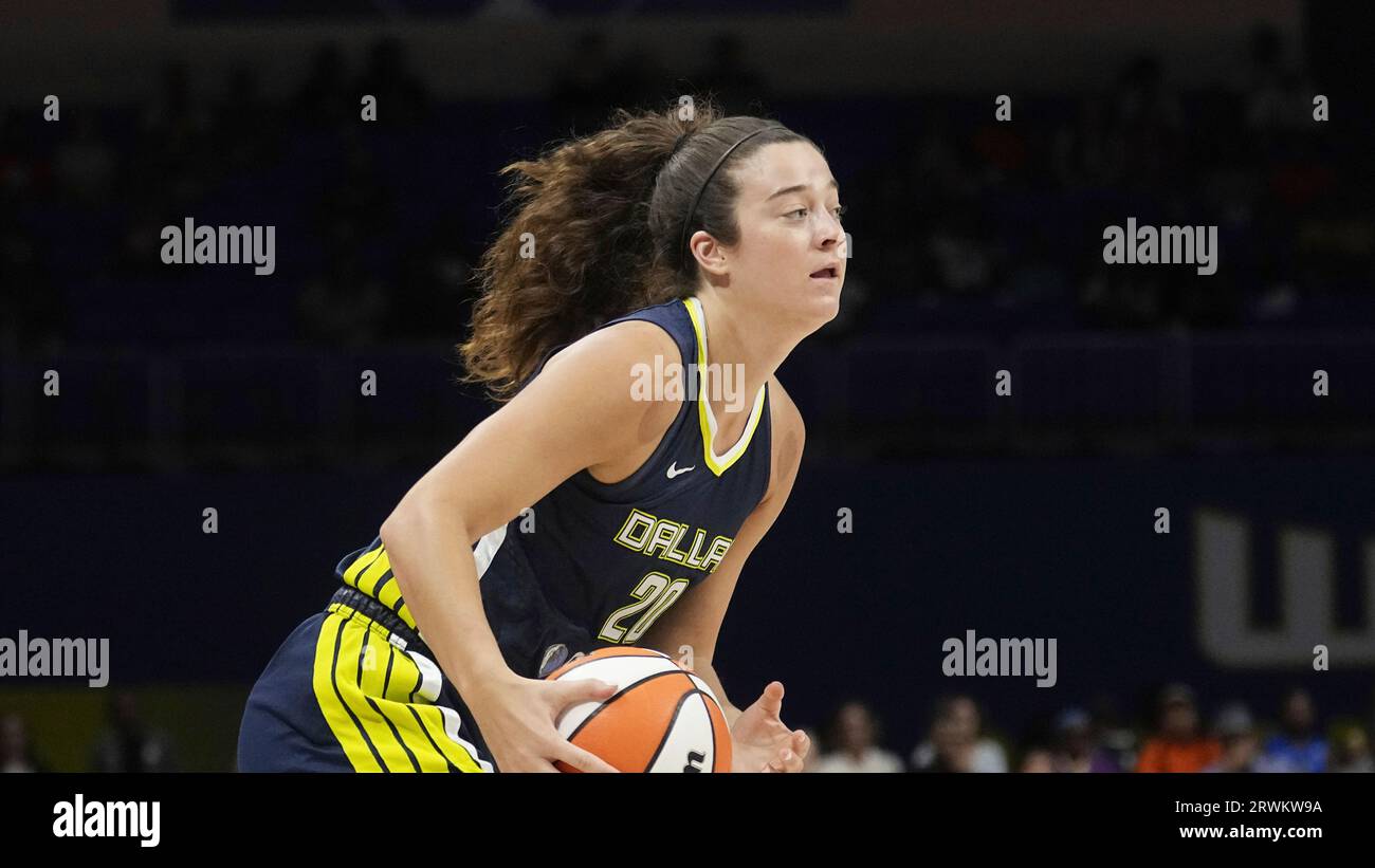 Dallas Wings forward Maddy Siegrist prepares to make a pass during Game ...