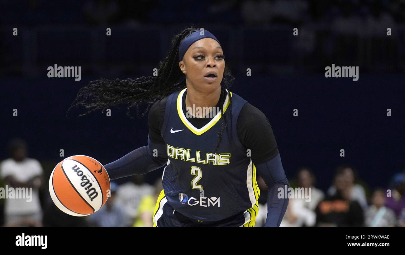 Dallas Wings guard Odyssey Sims handles the ball during Game 2 of a ...