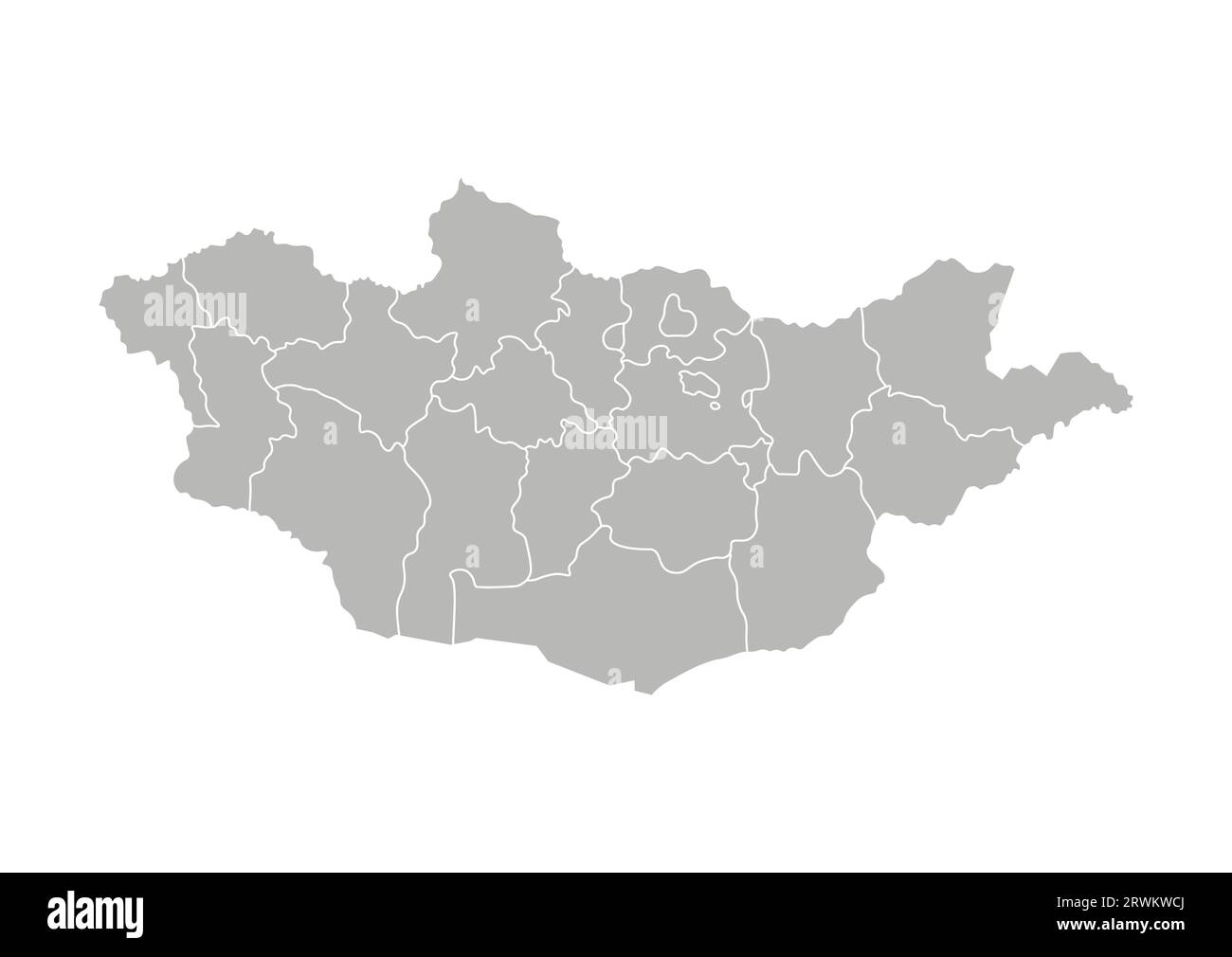 Vector isolated illustration of simplified administrative map of Mongolia. Borders of the ...