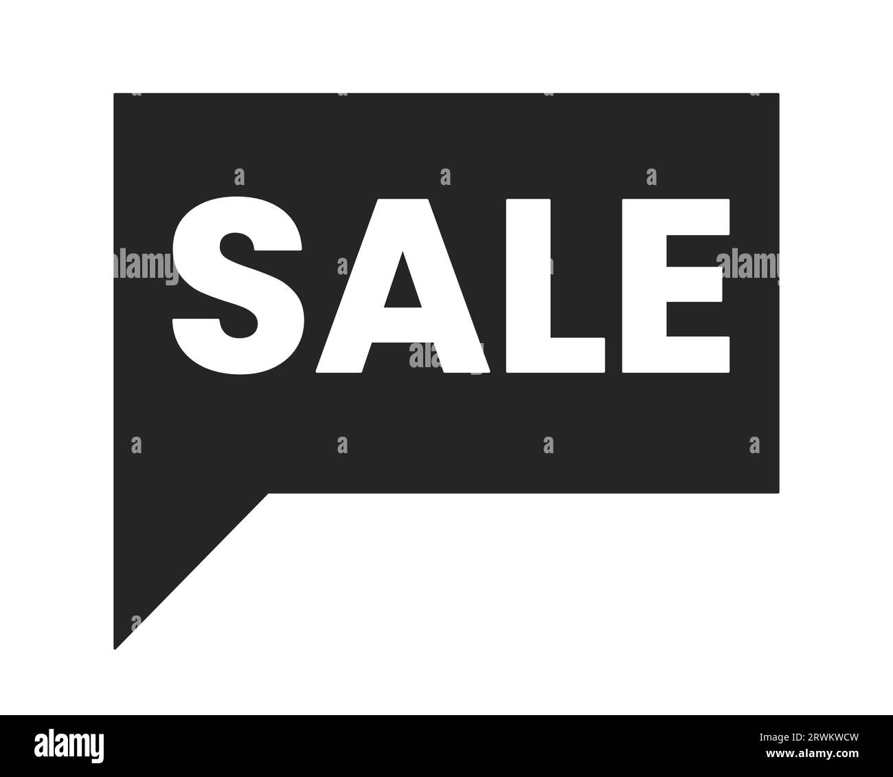 Massive sale message bubble black and white 2D line cartoon price tag ...