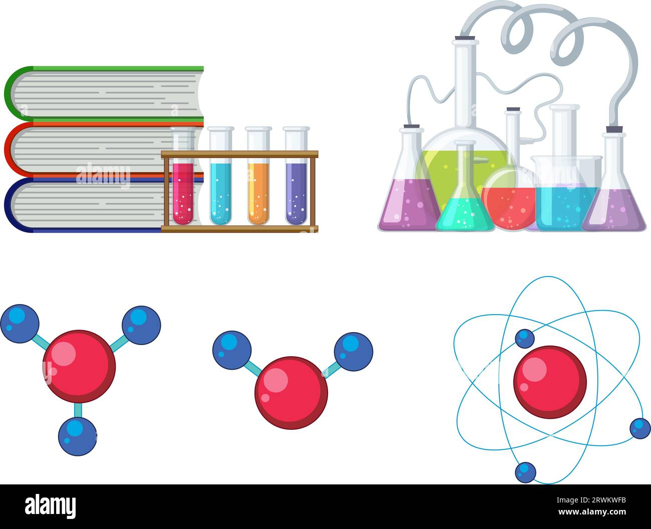 Vector cartoon illustration of a set of science icons Stock Vector ...