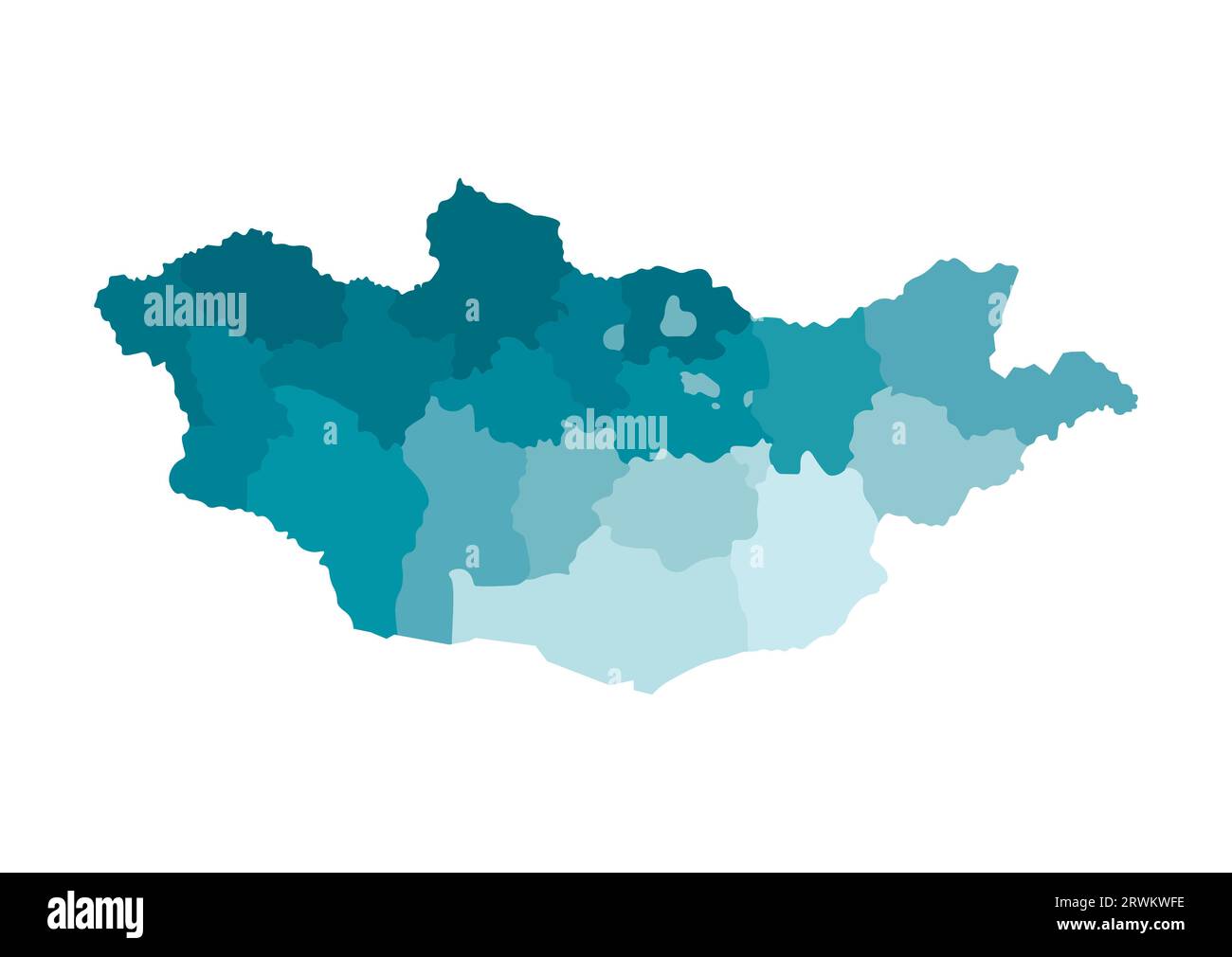 Vector isolated illustration of simplified administrative map of Mongolia. Borders of the ...