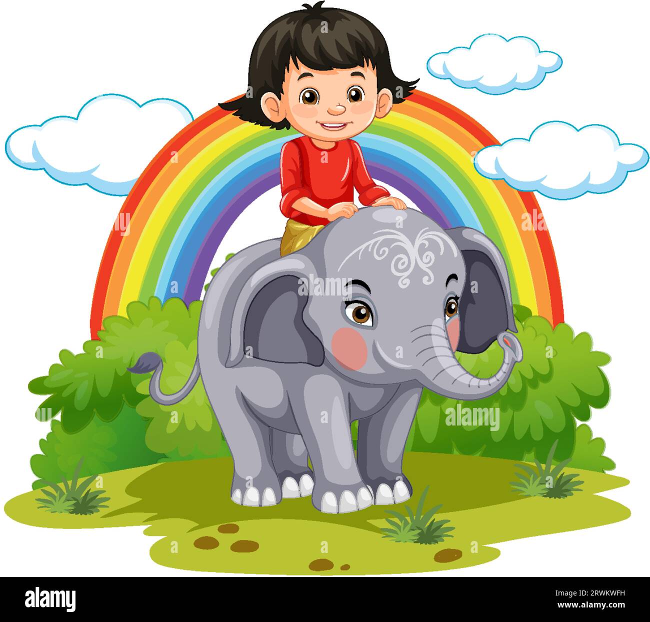 A girl riding elephant illustration Stock Vector Image & Art - Alamy