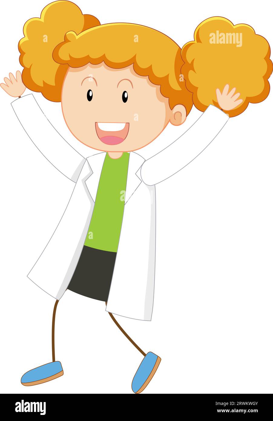 Adorable vector illustration of a female scientist wearing a gown Stock ...