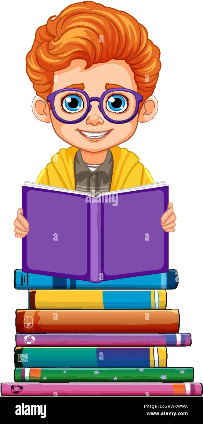 Smart Boy Reading Book illustration Stock Vector Image & Art - Alamy