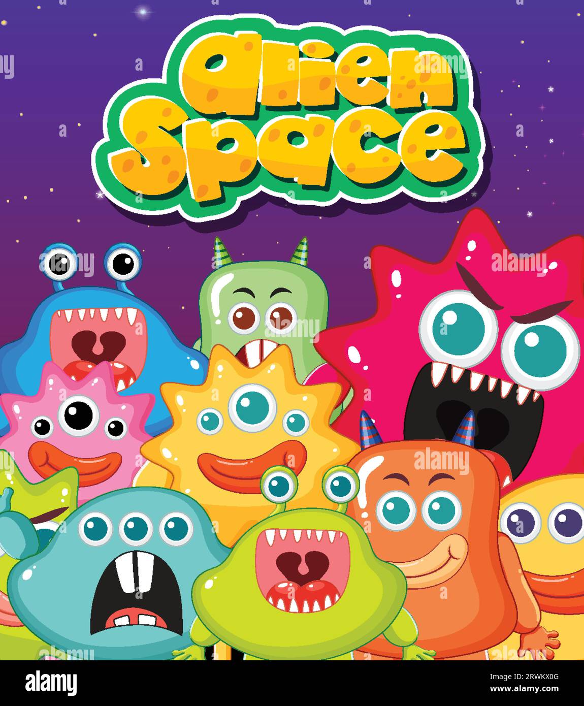 A group of adorable alien monsters in various colors Stock Vector Image ...