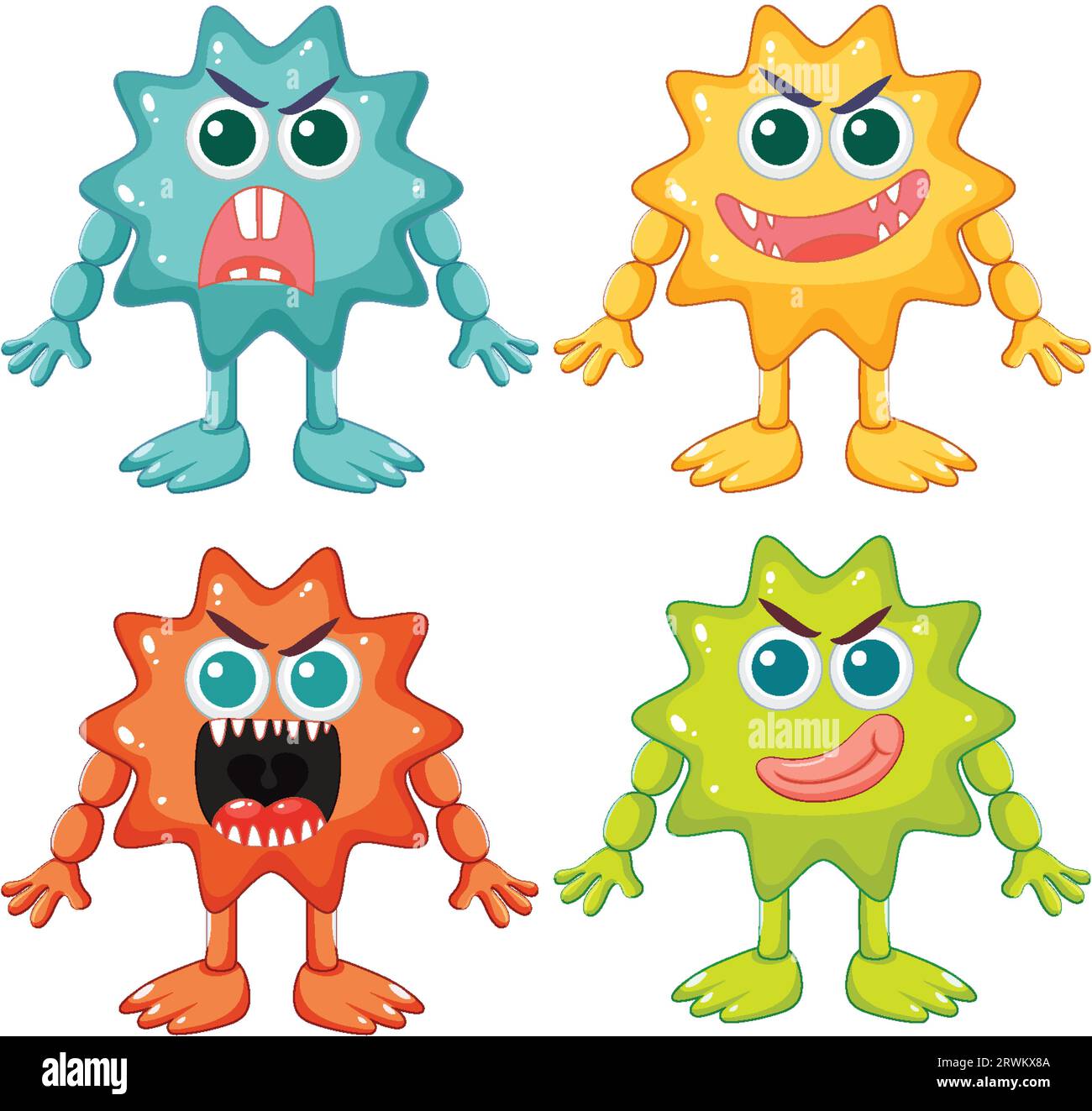 A collection of adorable alien monsters in various vibrant colors Stock ...