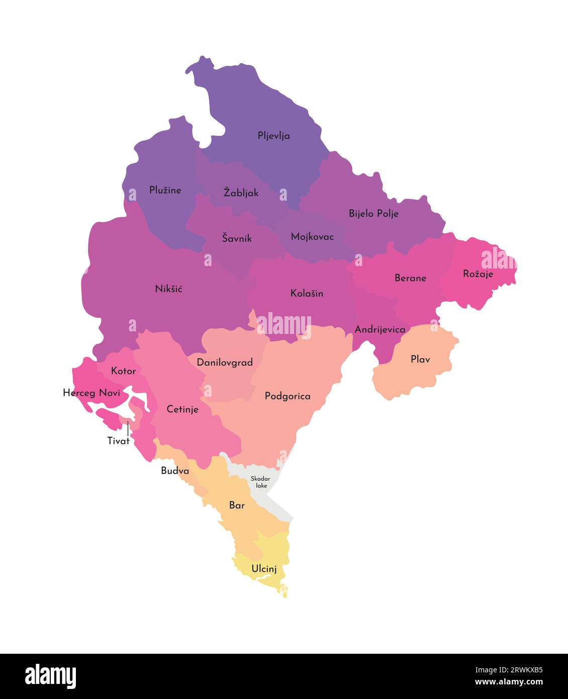 Vector isolated illustration of simplified administrative map of ...
