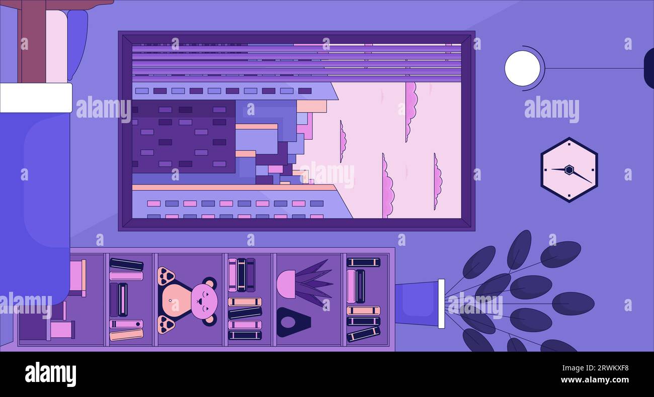 Inverted room cozy interior 2D cartoon background Stock Vector Image ...