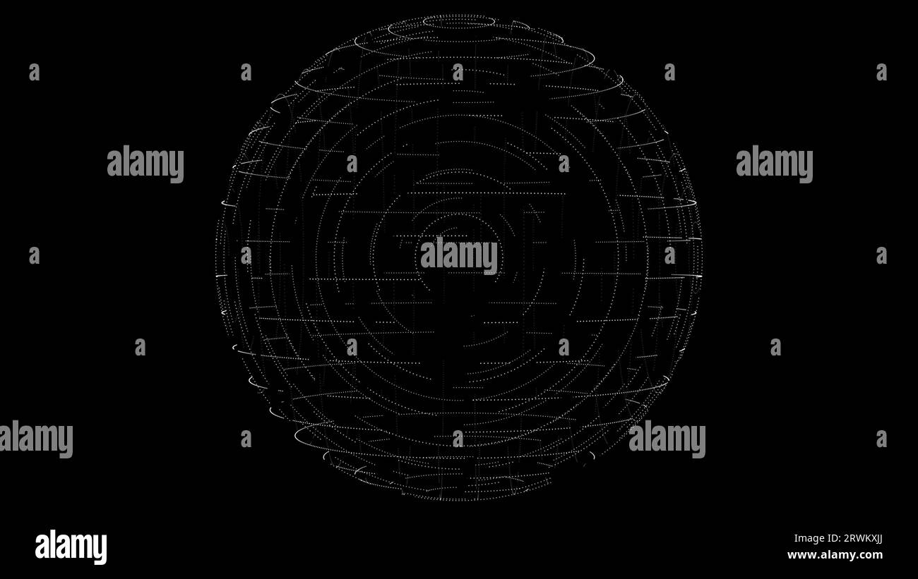 Abstract dotted ball with points and lines. Dotted world, dotted map ...