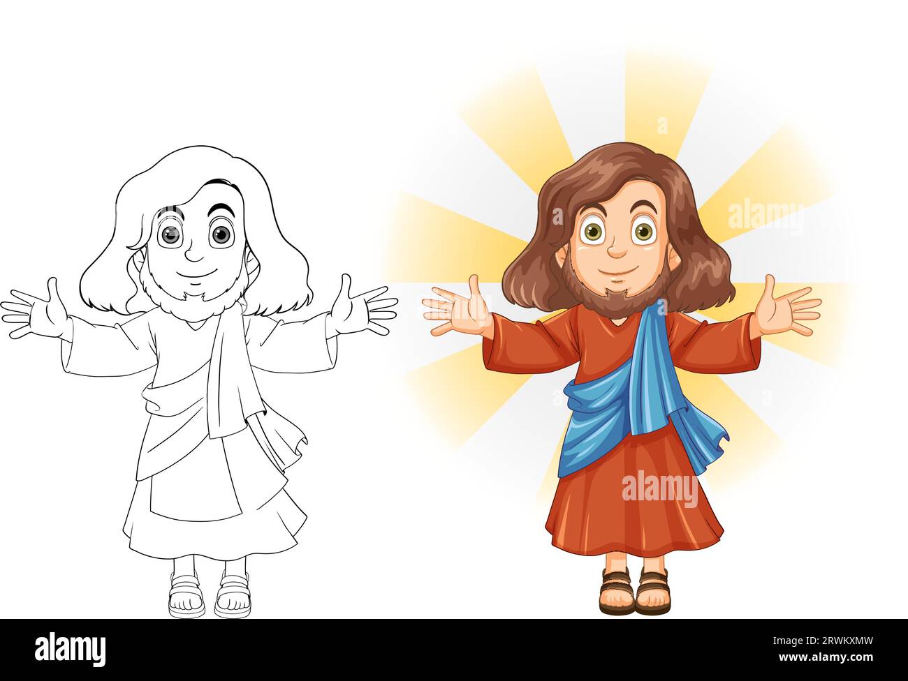 Jesus Christ Outline for Colouring illustration Stock Vector Image ...