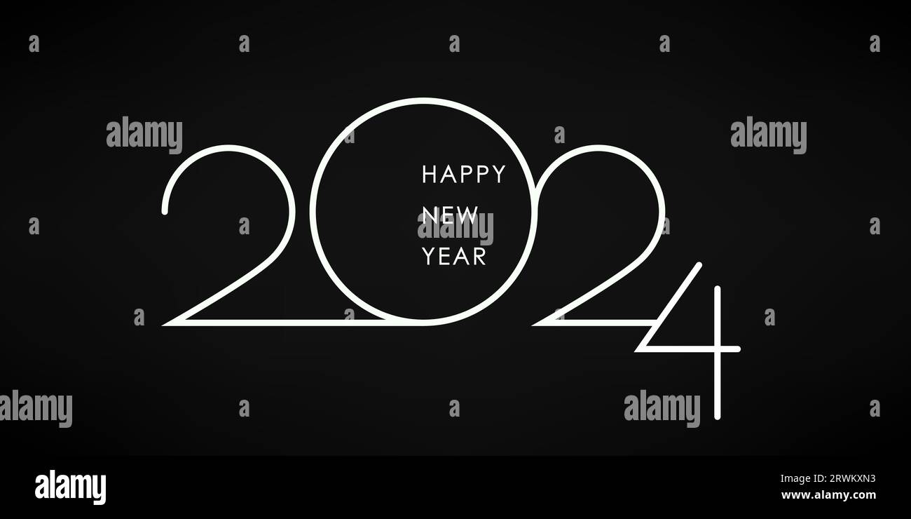 2024 Happy New Year Greeting Card Design. White 2024 Happy New Year ...