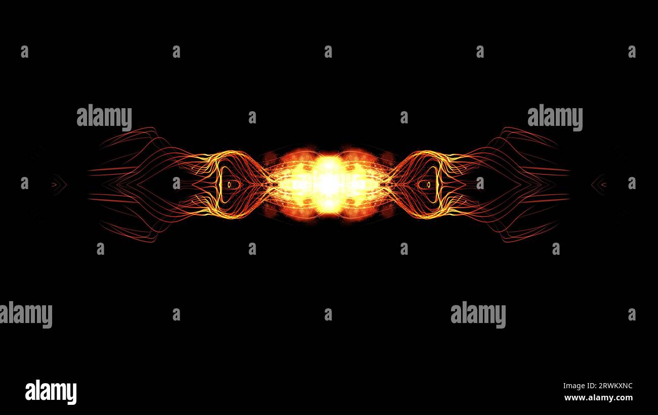 Abstract red yellow futuristic sci-fi plasma circular form. 3D shining energy force field light ...