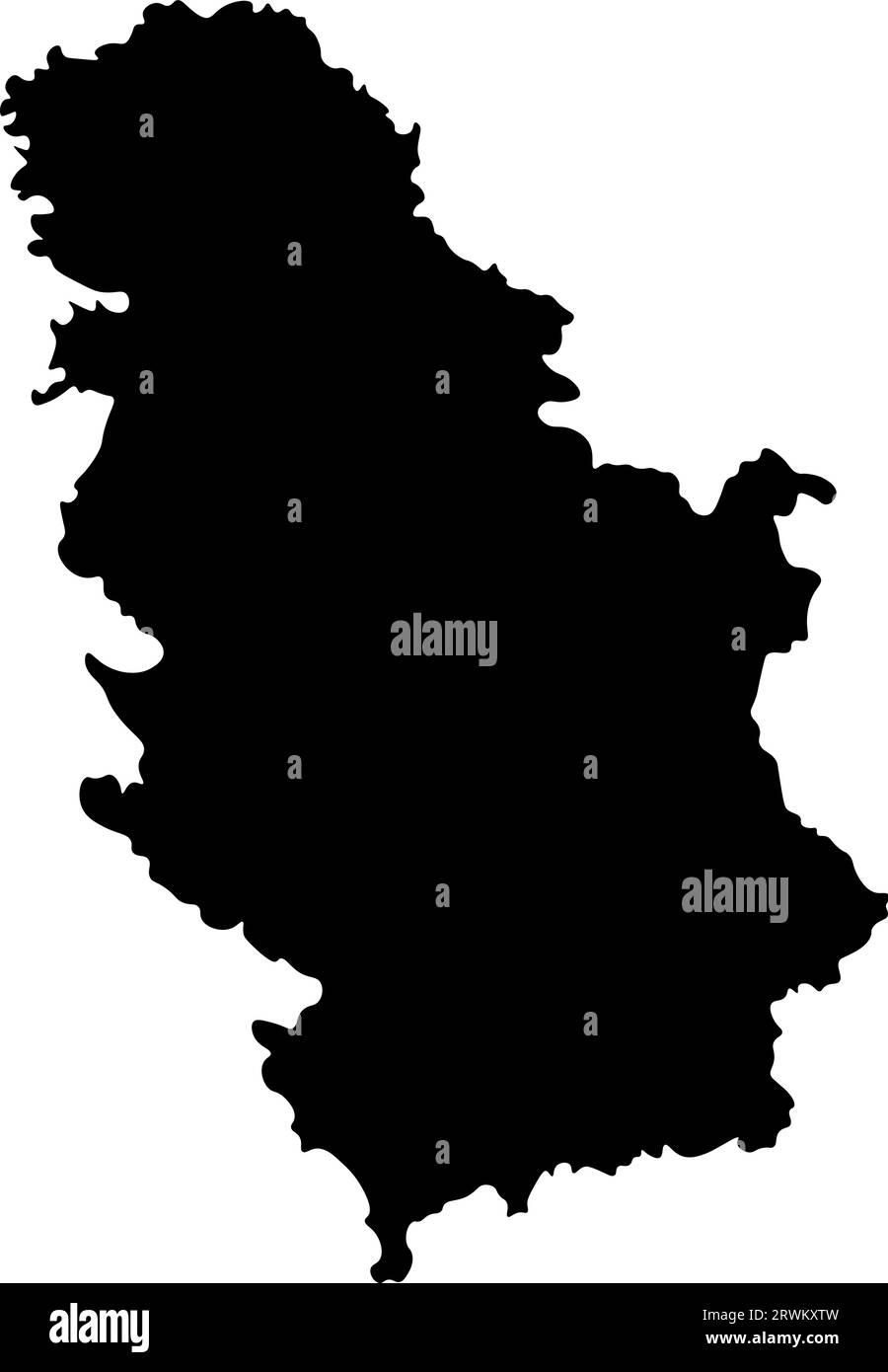 isolated simplified illustration icon with black silhouette of Serbia ...