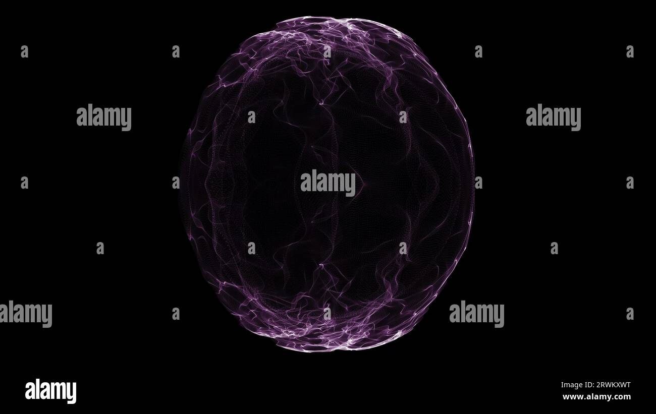 An abstract purple sphere against a black background. Fire energy ball ...