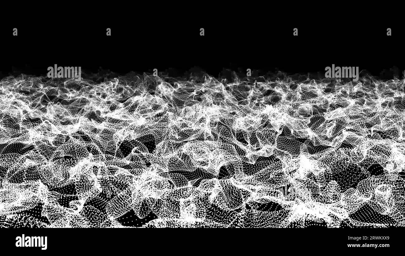 A white etheric field floating away into the distance. Dot wave line ...