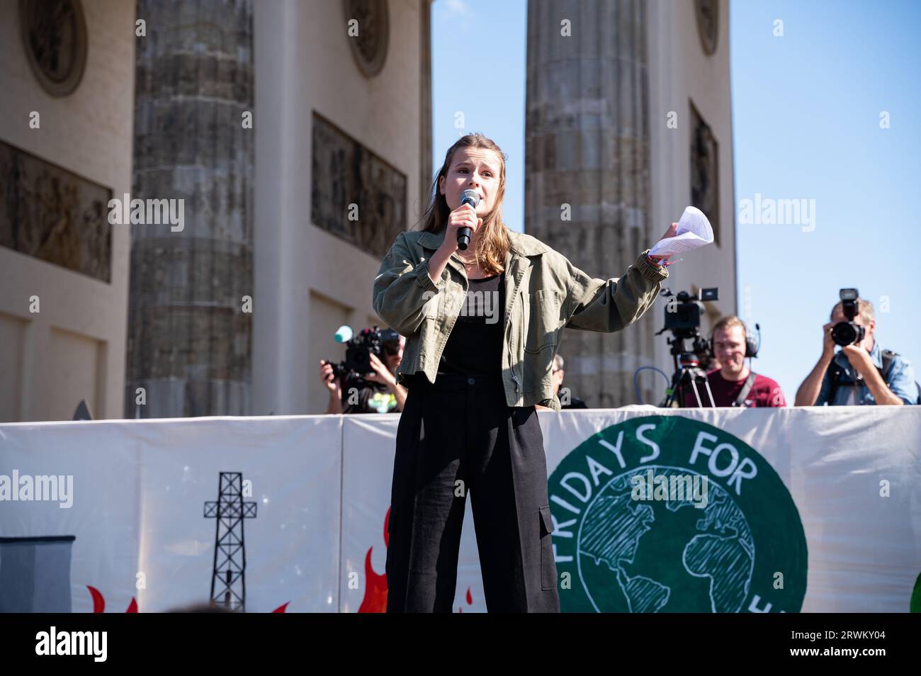 15.09.2023, Berlin, Germany, Europe - German climate protection activist Luisa Neubauer during ...