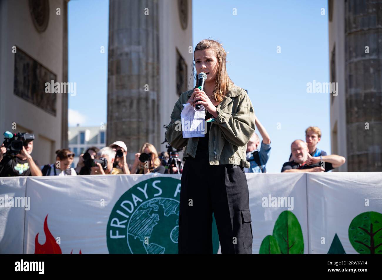 15.09.2023, Berlin, Germany, Europe - German climate protection activist Luisa Neubauer during ...