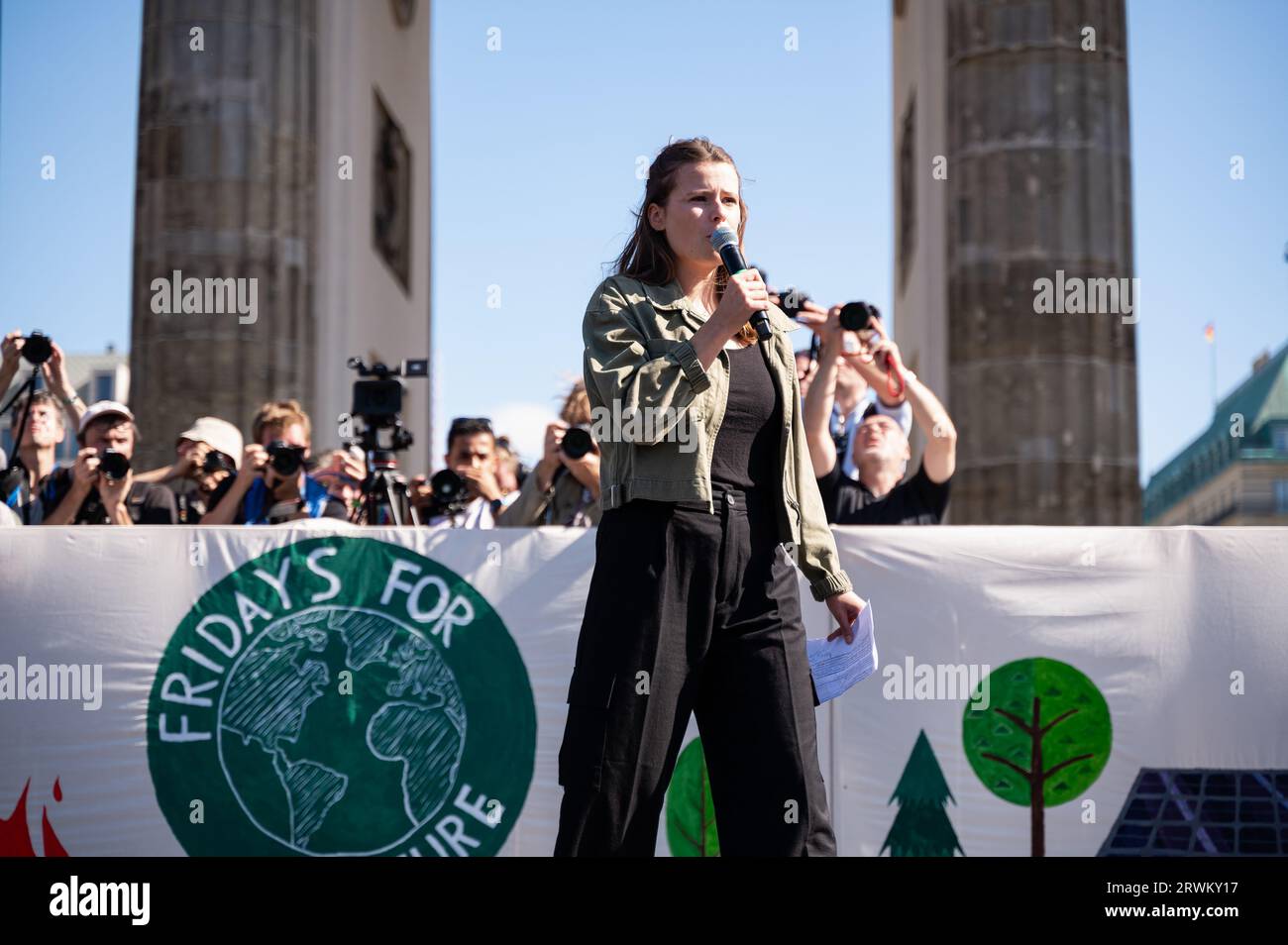 15.09.2023, Berlin, Germany, Europe - German climate protection activist Luisa Neubauer during ...
