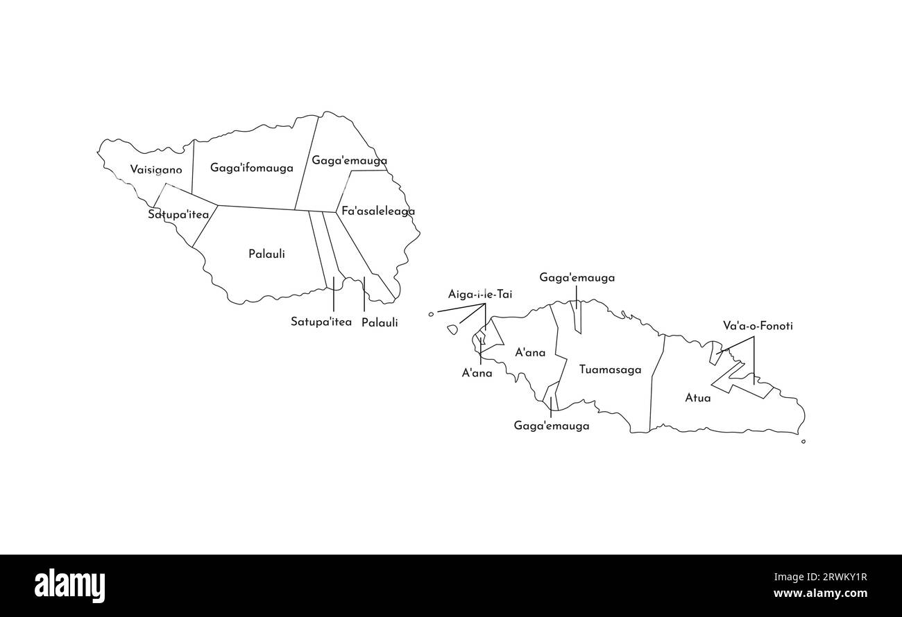 Vector isolated illustration of simplified administrative map of Samoa. Borders and names of the ...